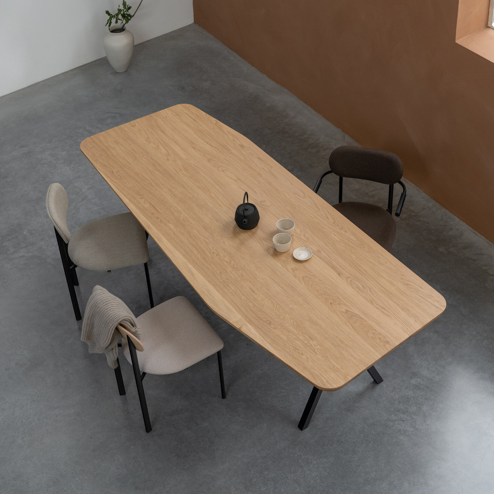 Butterfly Staal zwarte poedercoating Paper Radius Eiken hardwax olie naturel (3062) 200cm 100cm 3cm